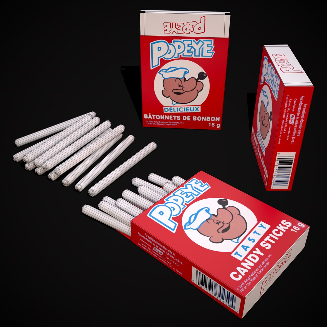 3D Popeye Candy Sticks model - TurboSquid 2126034