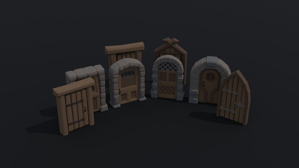 modelo 3d Low-poly Cartoon fantasy polygonal door - TurboSquid 2080969