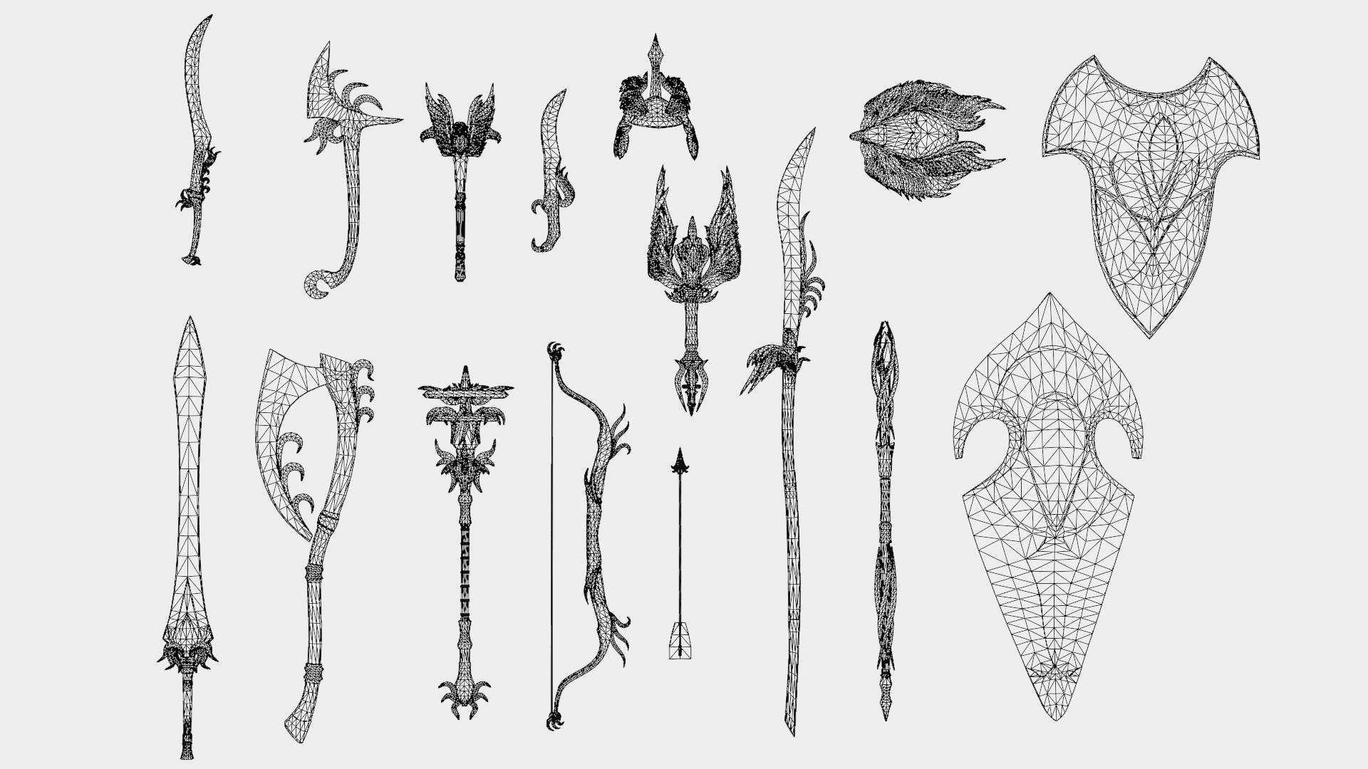 Fantasy elf weapon set 3D - TurboSquid 1940176