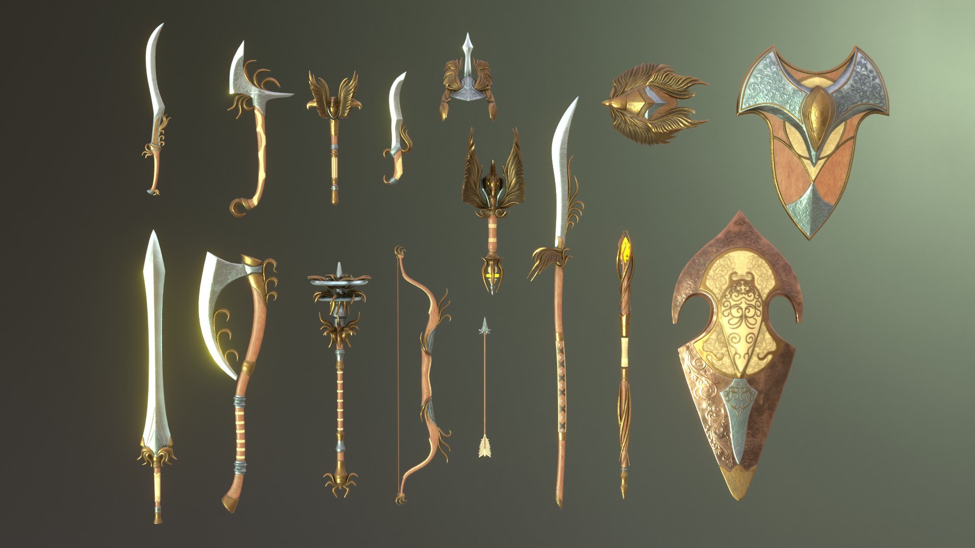 Fantasy elf weapon set 3D - TurboSquid 1940176