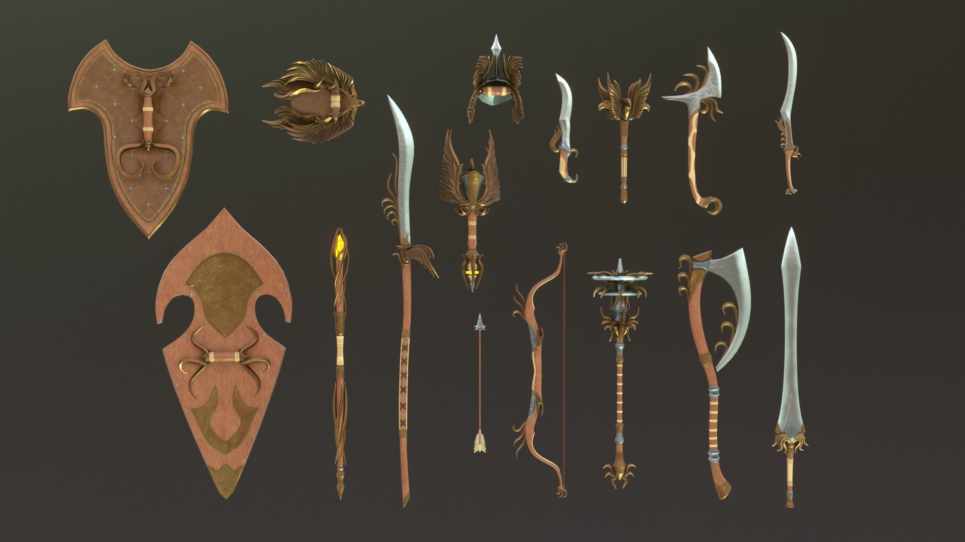 Fantasy elf weapon set 3D - TurboSquid 1940176