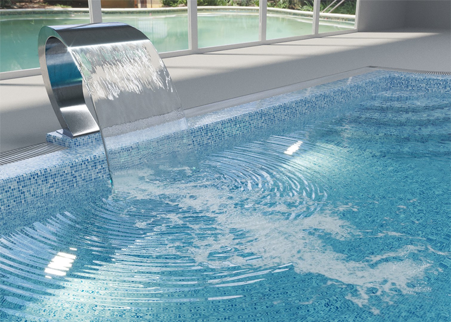 3D Water Pool Waterfall - TurboSquid 1395963