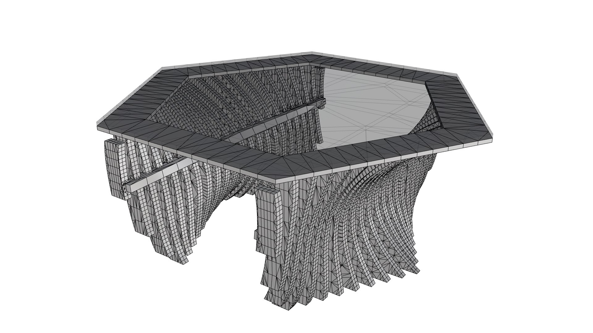 3D Hexagon Table Curvy Beams - TurboSquid 2189034