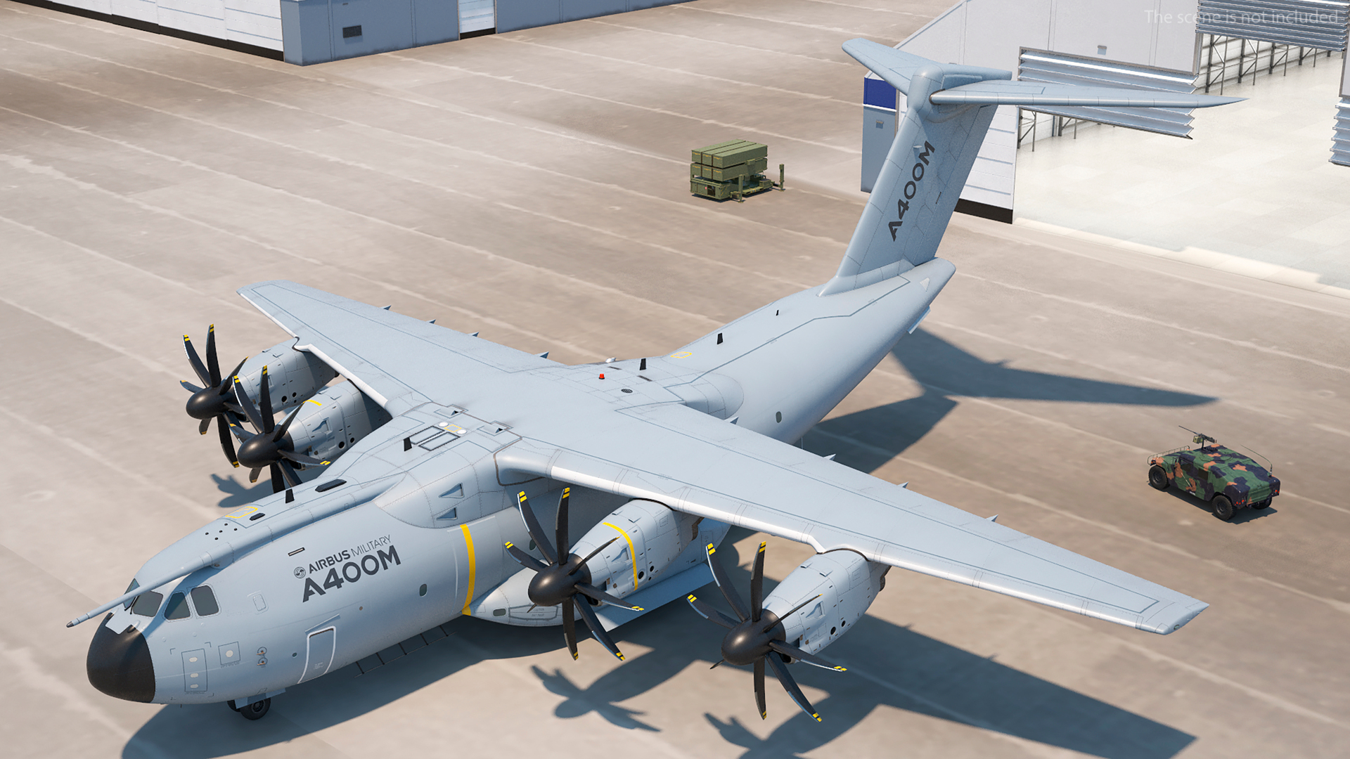 modelo 3d Avión de transporte militar Airbus A400M Atlas con Humvee en ...