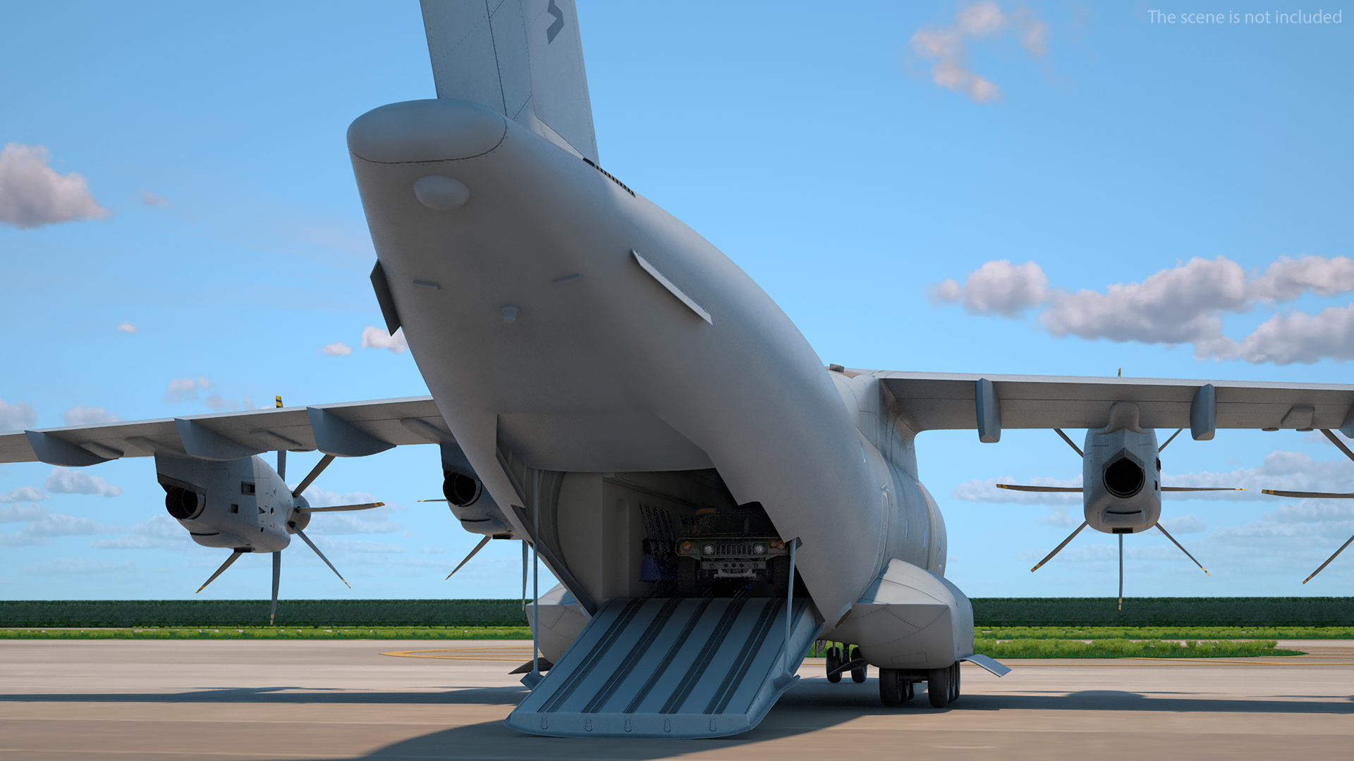 modelo 3d Avión de transporte militar Airbus A400M Atlas con Humvee en ...