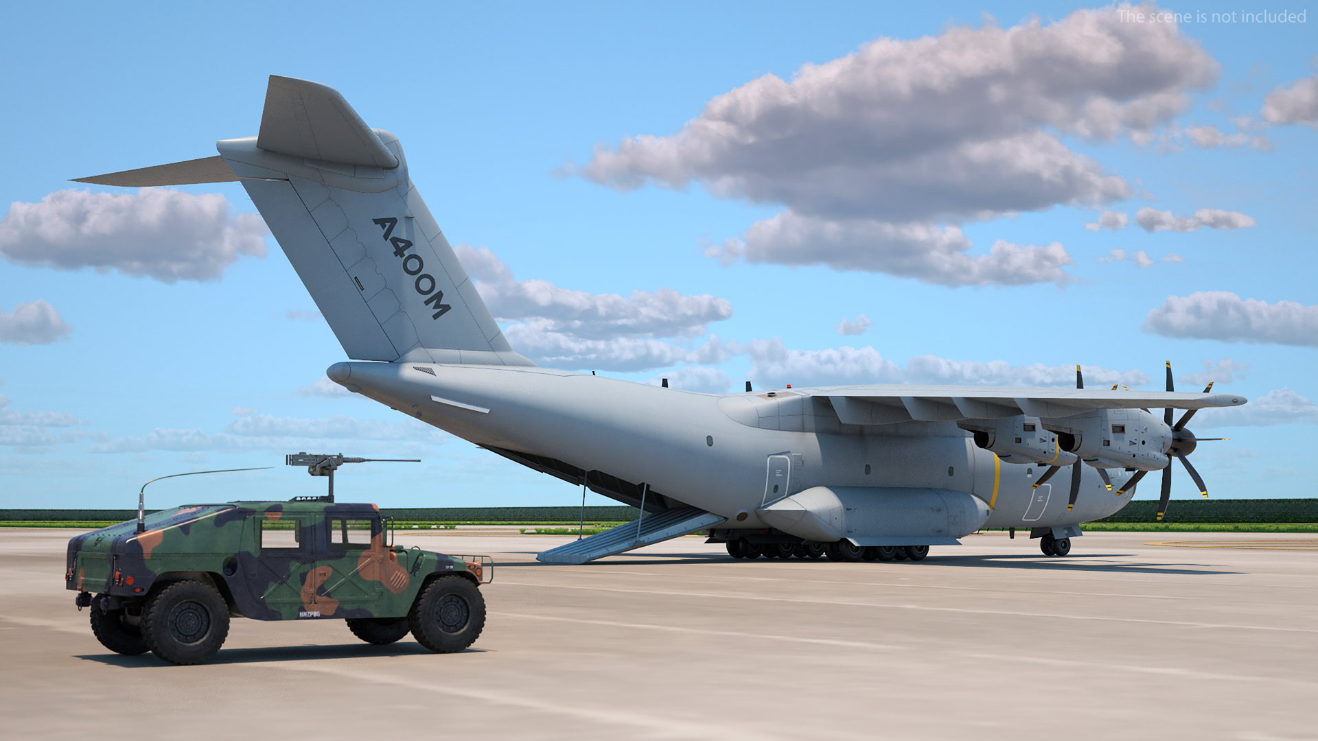 modelo 3d Avión de transporte militar Airbus A400M Atlas con Humvee en ...