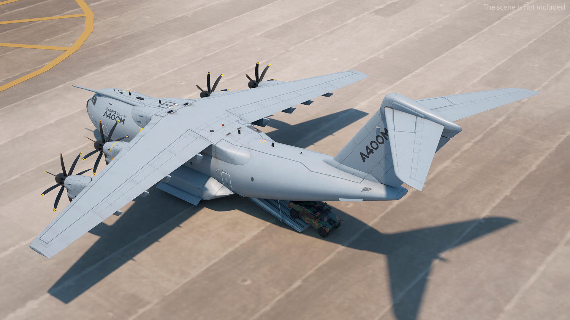 modelo 3d Avión de transporte militar Airbus A400M Atlas con Humvee en ...