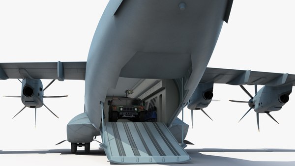 modelo 3d Avión de transporte militar Airbus A400M Atlas con Humvee en ...