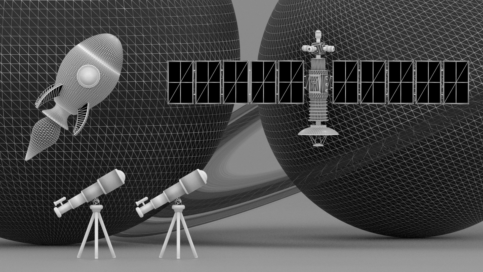 3D Telescope Rocket Satellite Model - TurboSquid 1723415