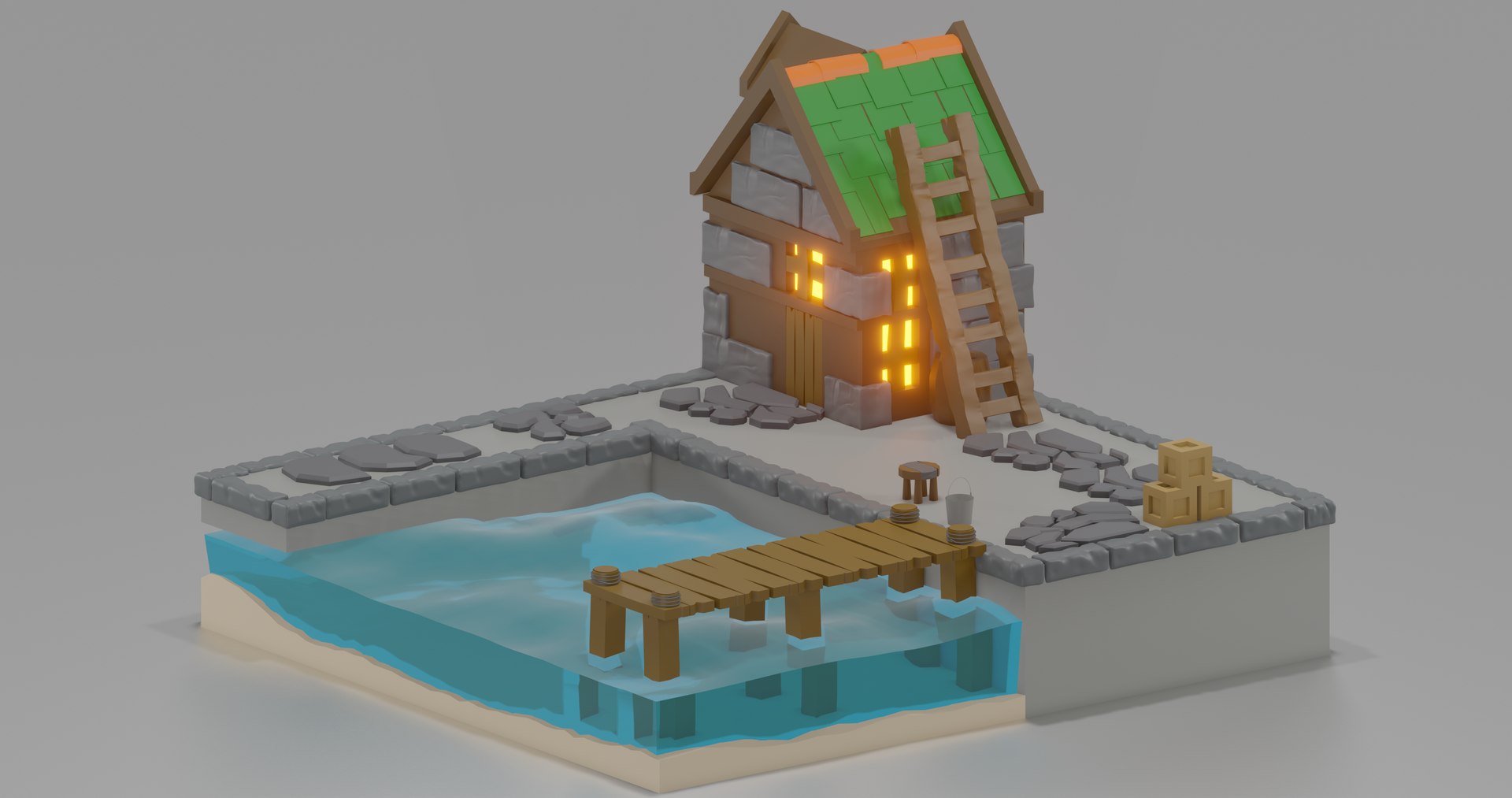 3D Low Poly Medieval Port - TurboSquid 1727785