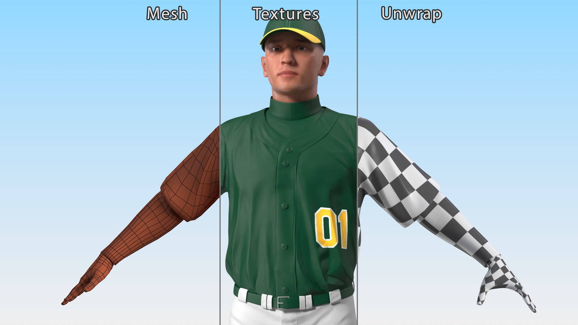 baseball player rigged generic 3d max