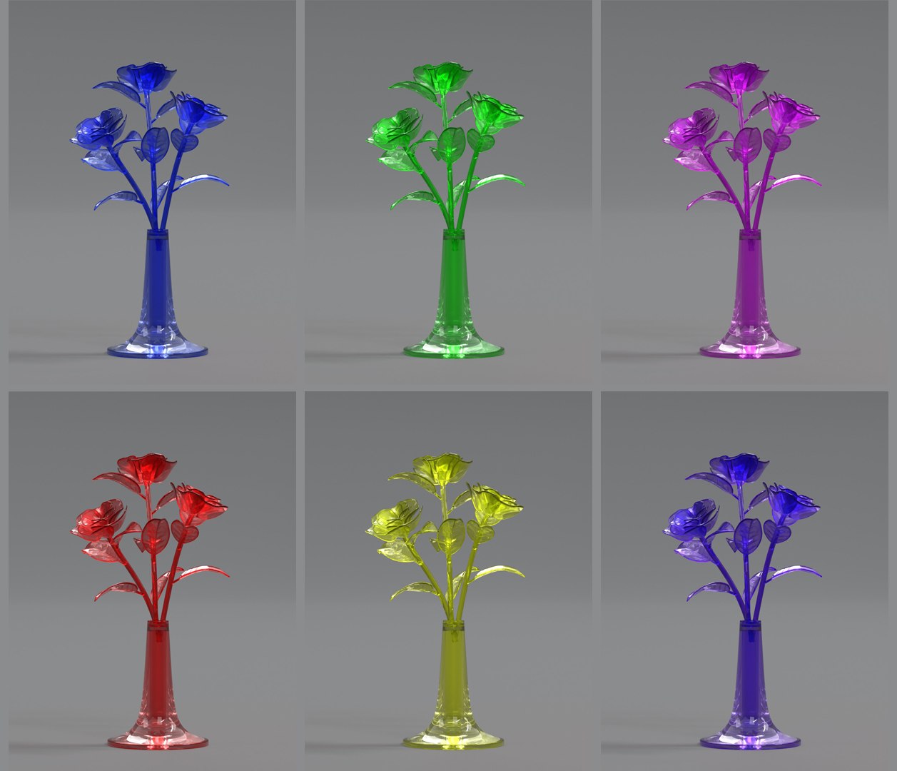 Glass Flower Showpiece Collection 3D Model - TurboSquid 2204602