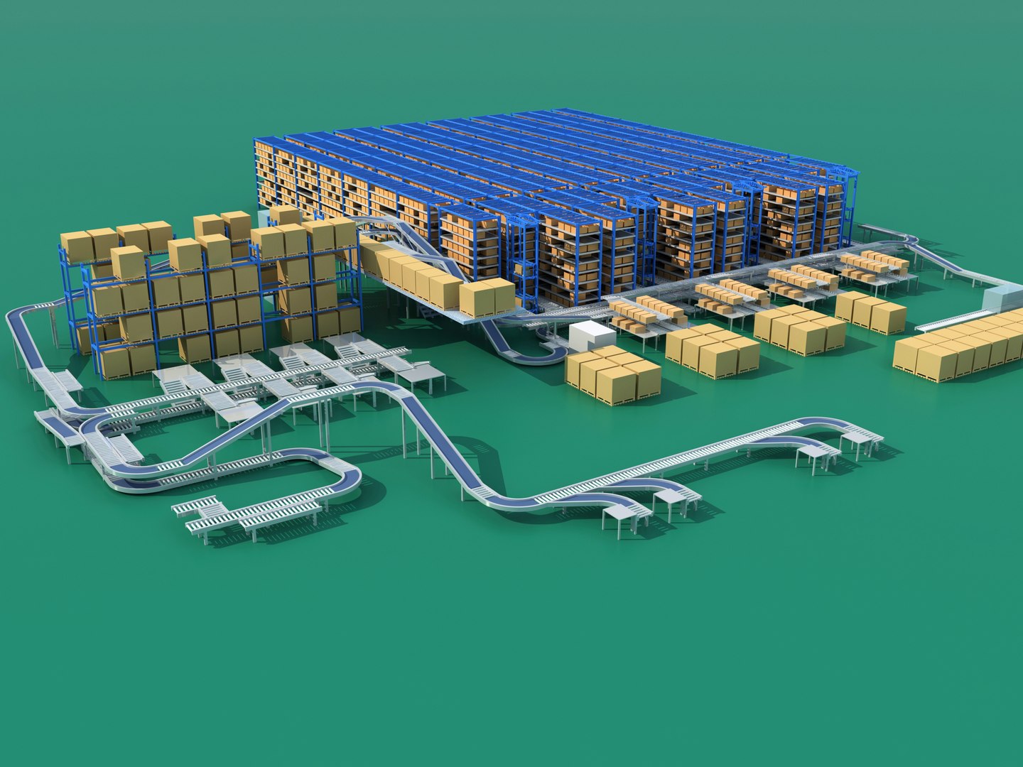 3D Conveyor Belt Scene Warehouse Model - TurboSquid 2387420