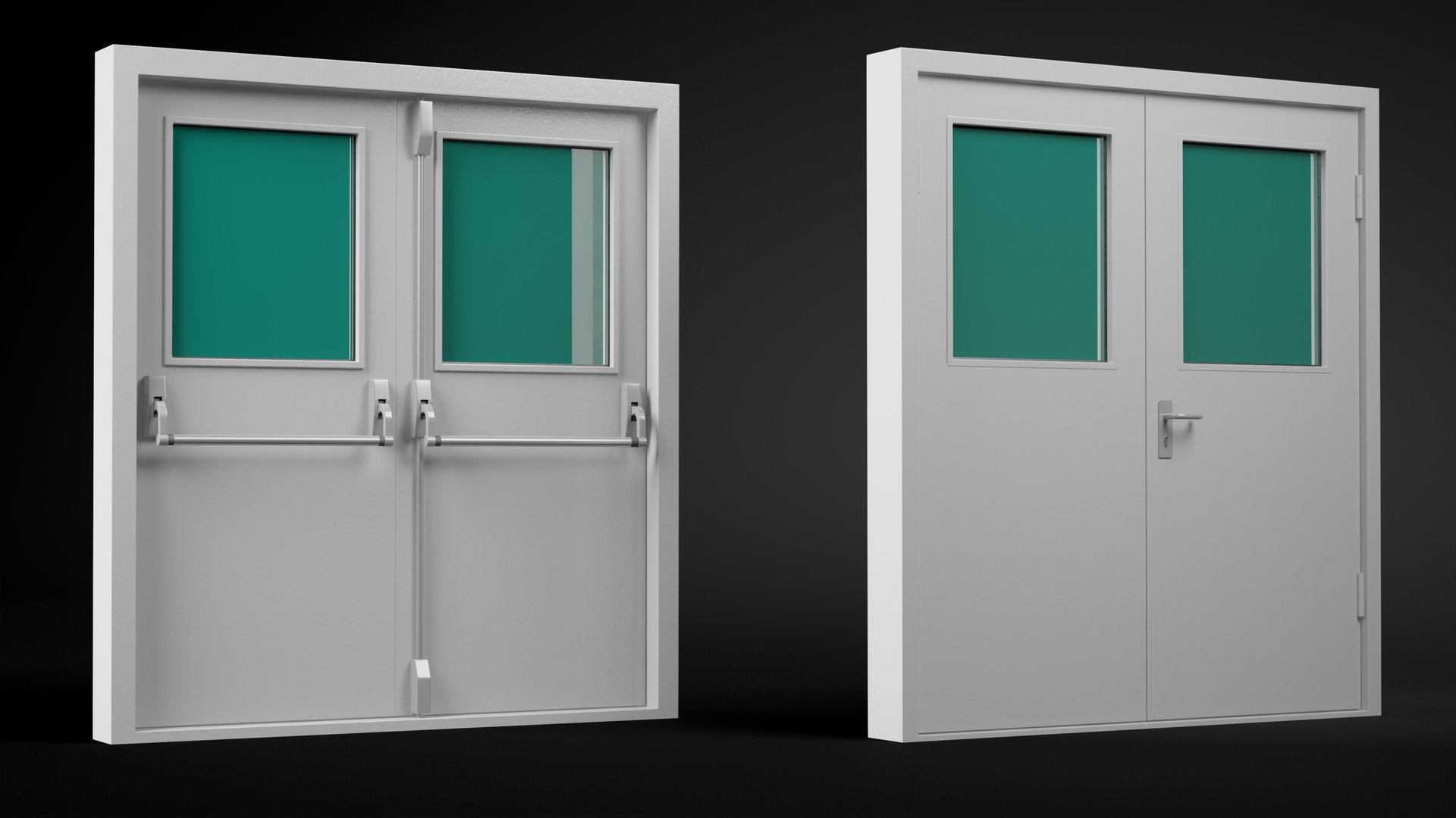 Grey Fire Exit Doors With Panic Bar Model - TurboSquid 2054439