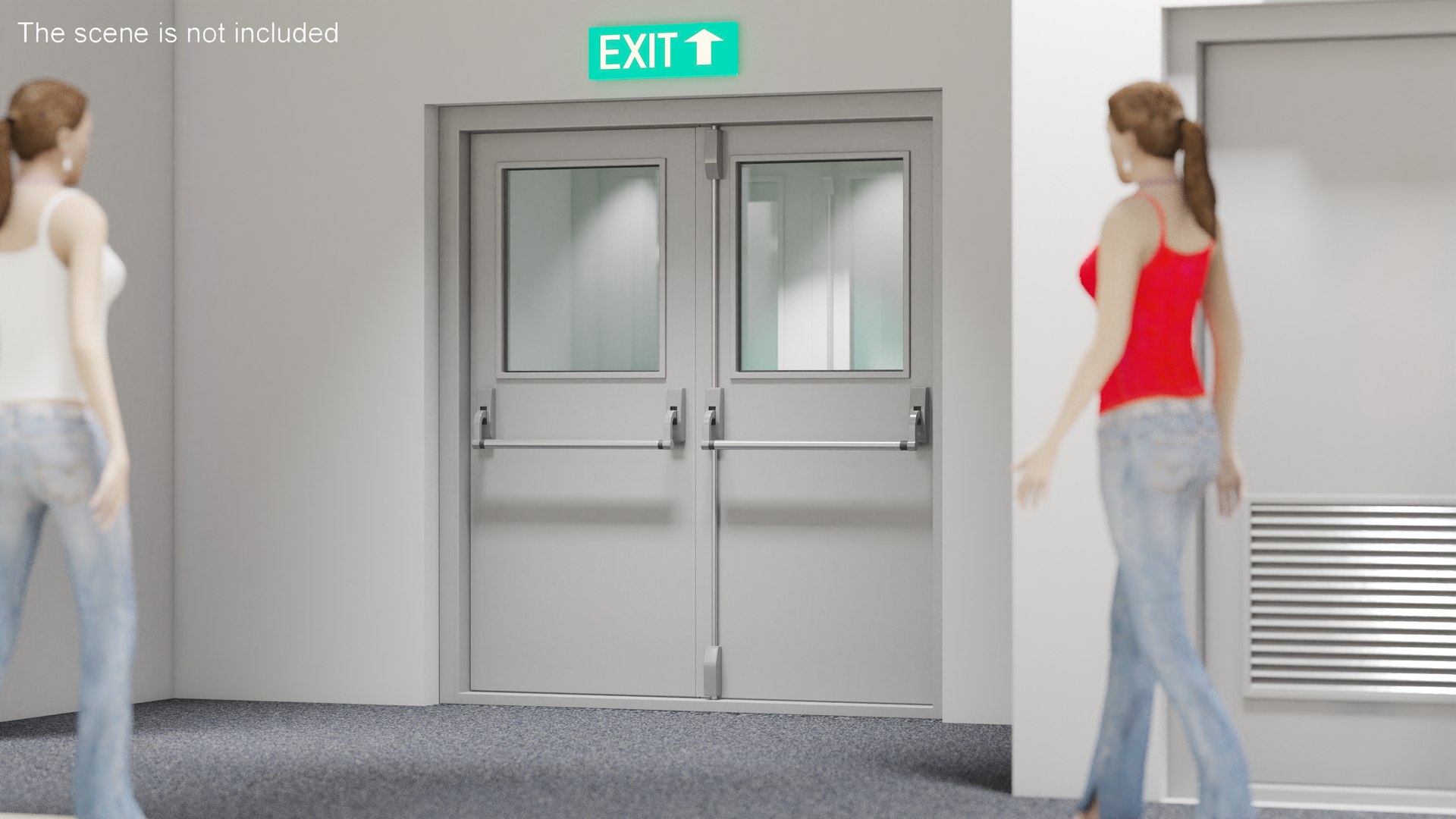 Grey Fire Exit Doors With Panic Bar Model - TurboSquid 2054439