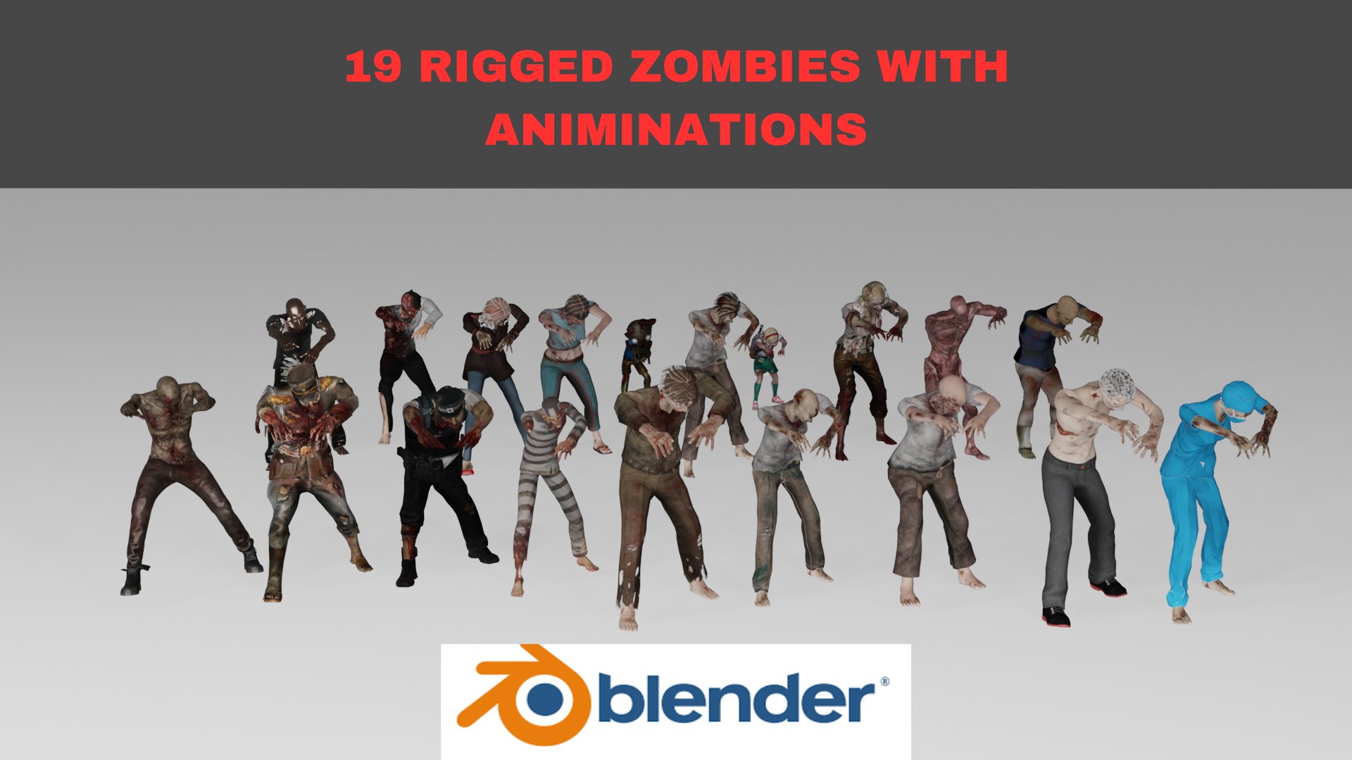 3D RIGGED 19 ZOMBIES WITH ANIMINATIONS model - TurboSquid 2156544