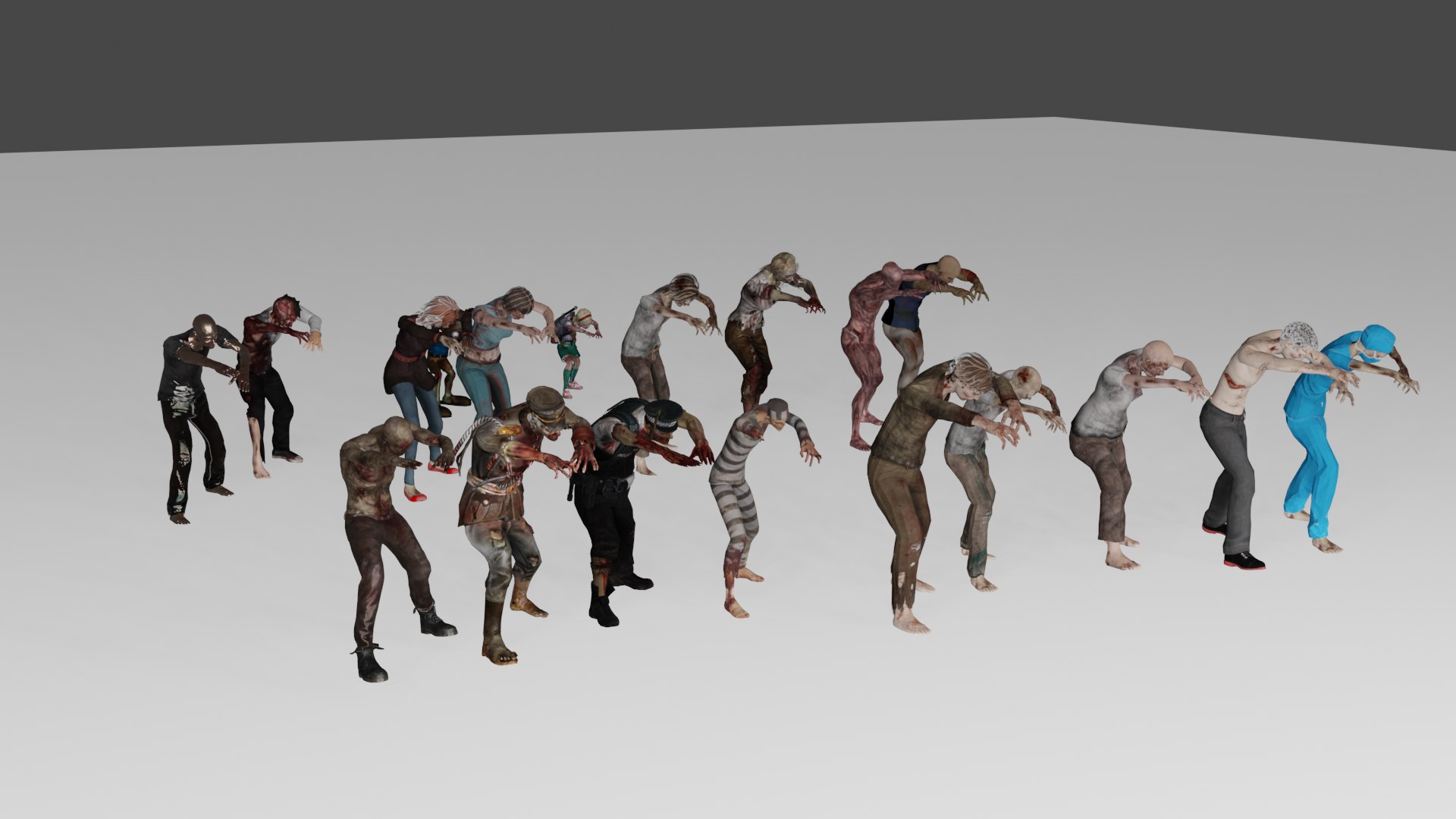 3D RIGGED 19 ZOMBIES WITH ANIMINATIONS model - TurboSquid 2156544