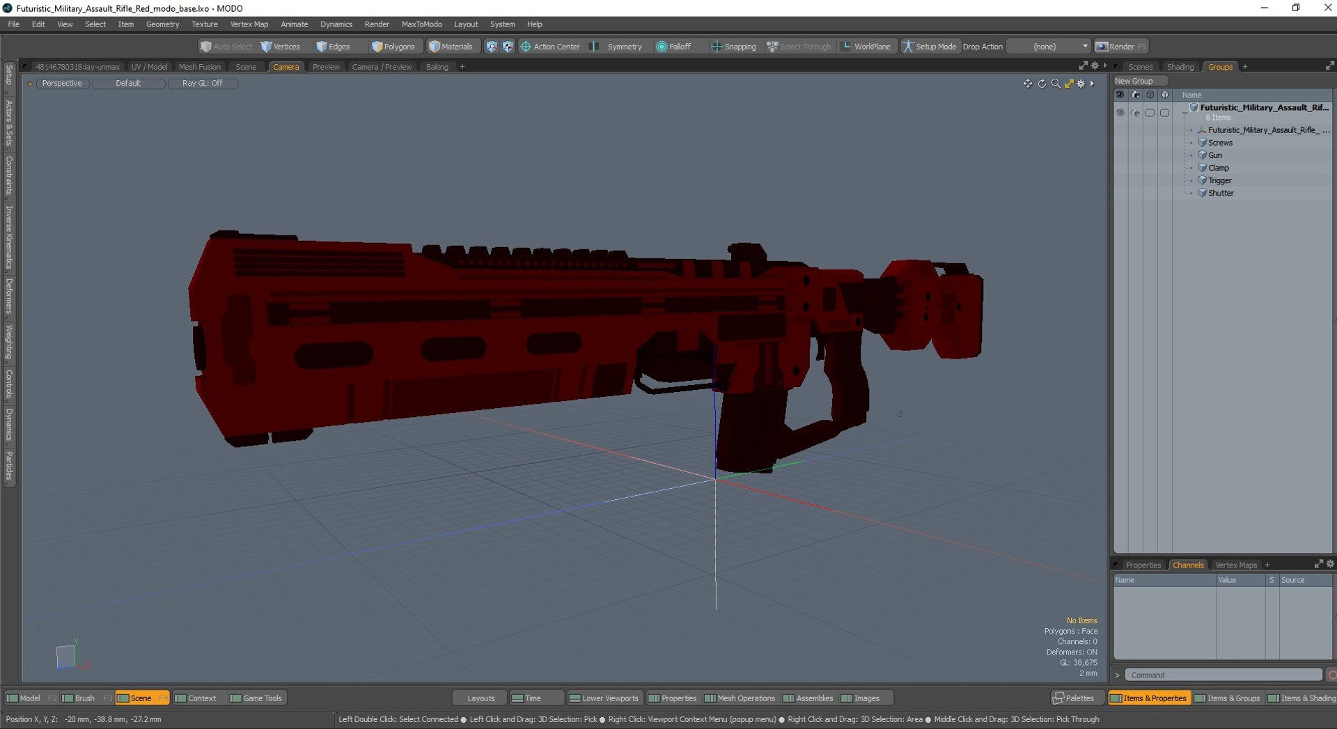 3D Model Futuristic Military Assault Rifle Red - TurboSquid 2194198