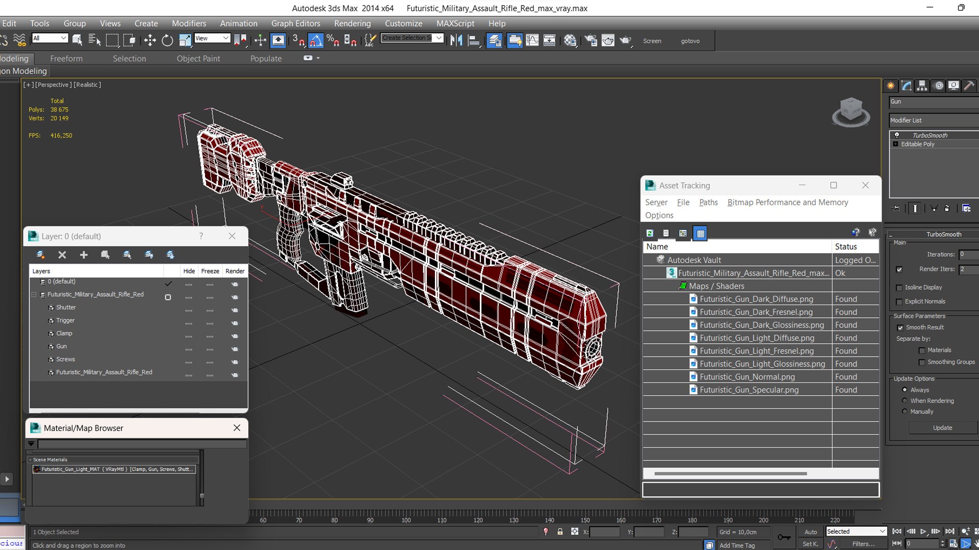 3D Model Futuristic Military Assault Rifle Red - TurboSquid 2194198