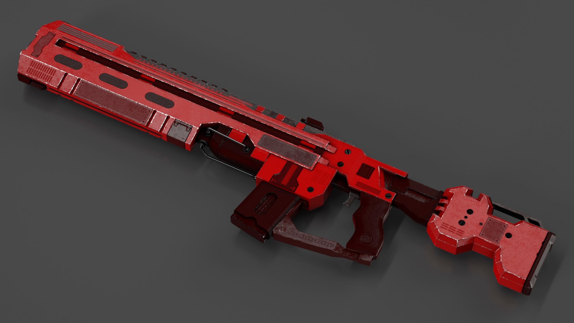 3D Model Futuristic Military Assault Rifle Red - TurboSquid 2194198