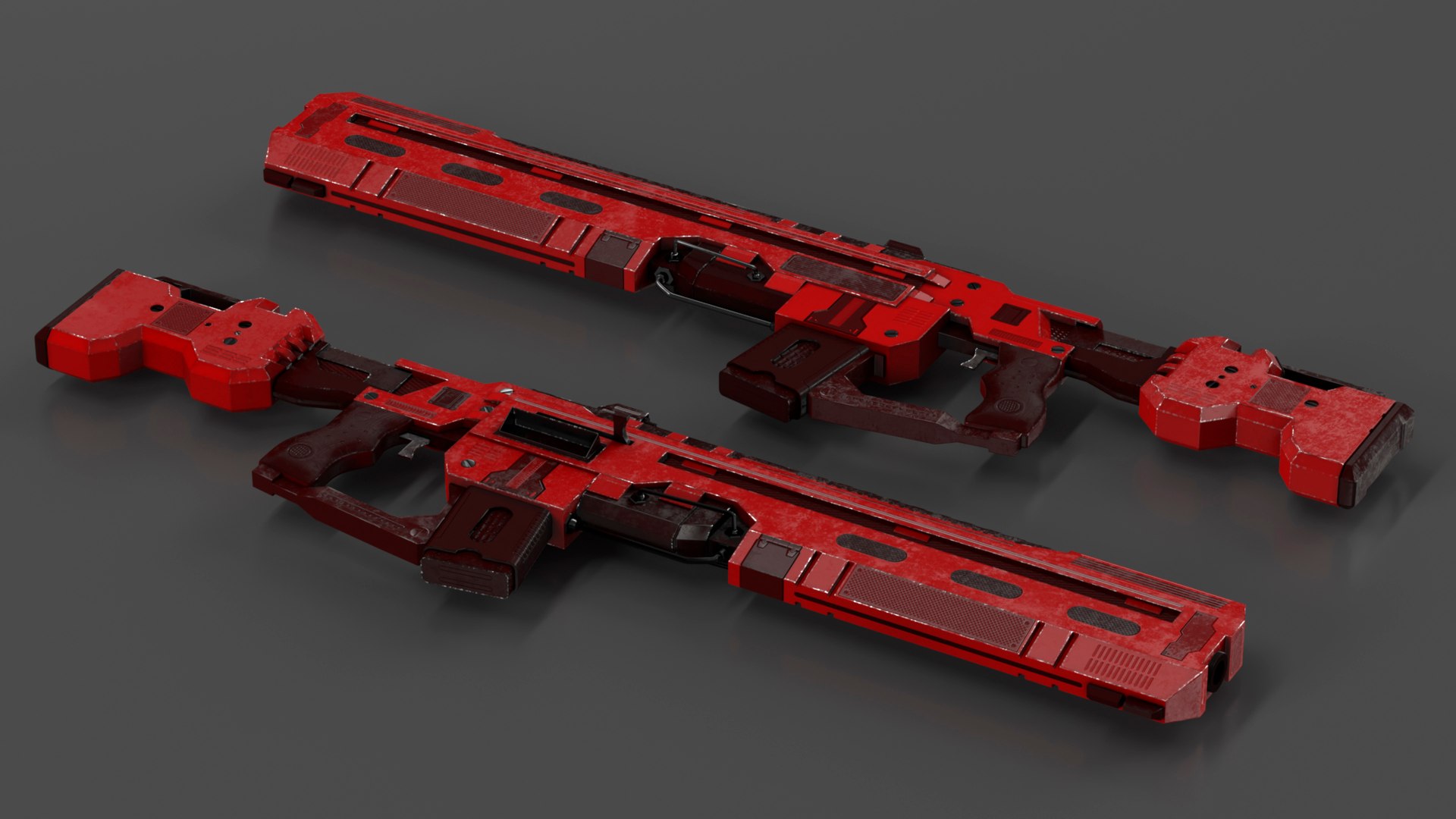 3D Model Futuristic Military Assault Rifle Red - TurboSquid 2194198