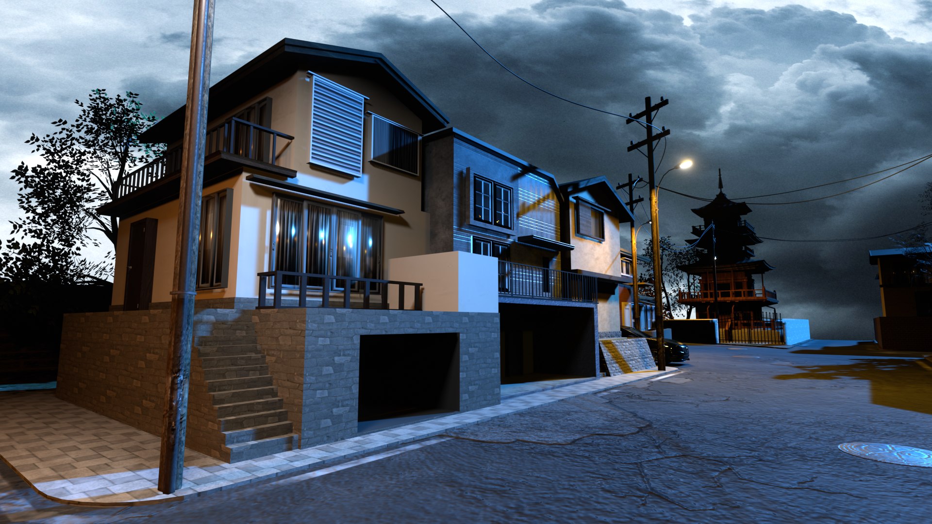 3D Japanese Residential Japanese Neighborhood - TurboSquid 2170828