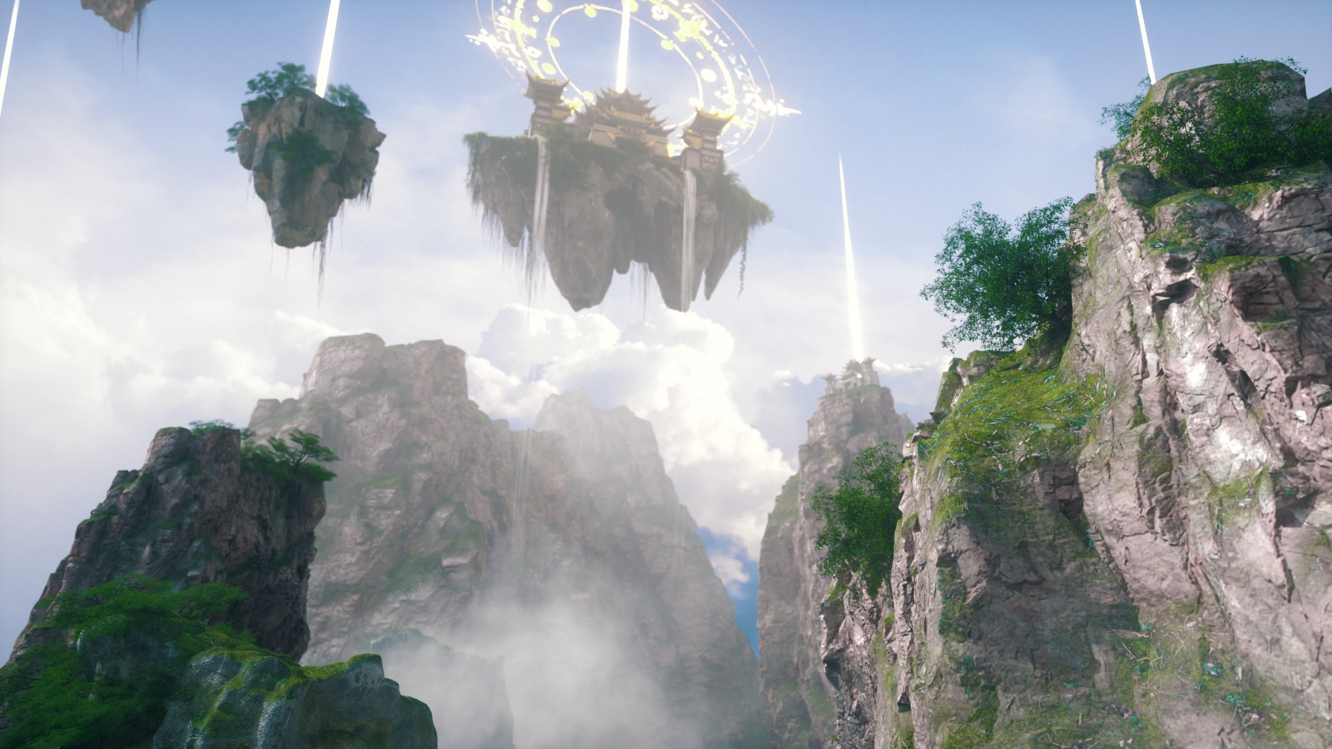 3D Castle in the Sky fantasy magic castle Xian Xia mountains canyon ...
