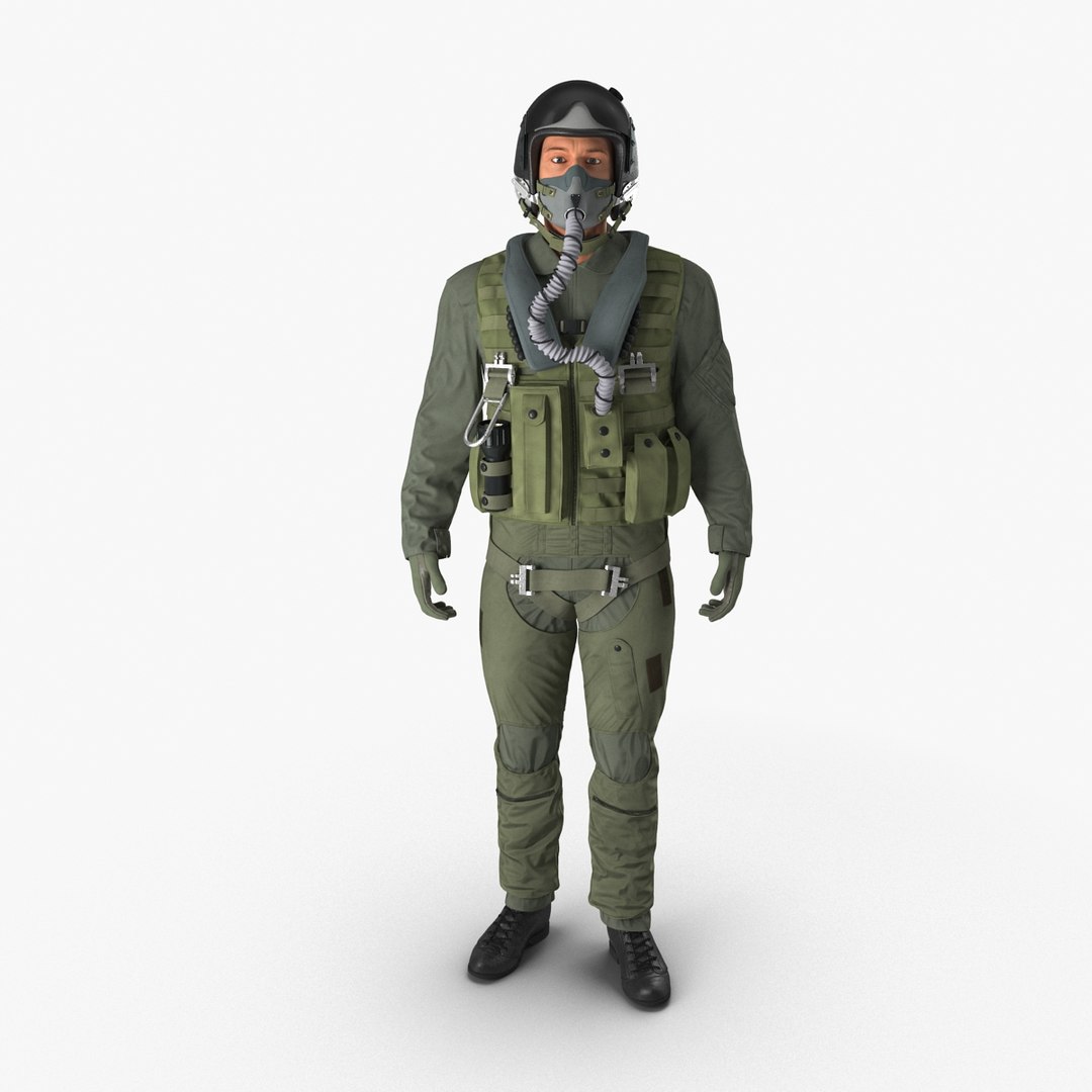 3d military jet fighter pilot model