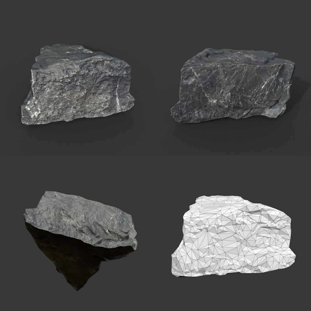 3D 8 Low Poly PBR Gray Sharp Rock Photogrammetry Model - TurboSquid 2163022