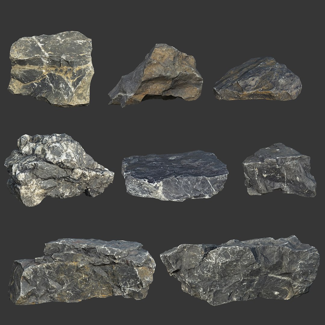 3D 8 Low Poly PBR Gray Sharp Rock Photogrammetry Model - TurboSquid 2163022