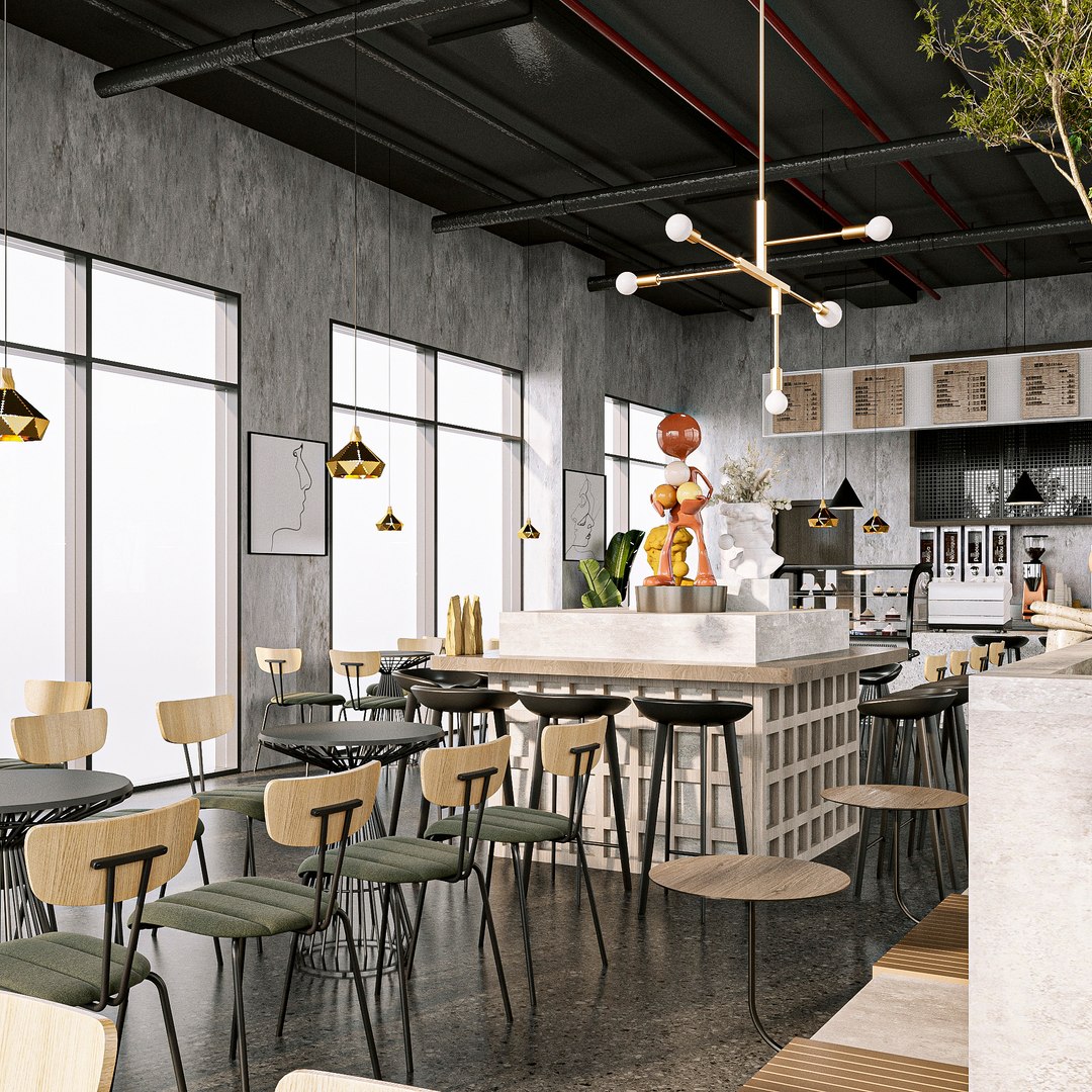 Modern Style Coffee Shop Design 02 3D Model - TurboSquid 1954677