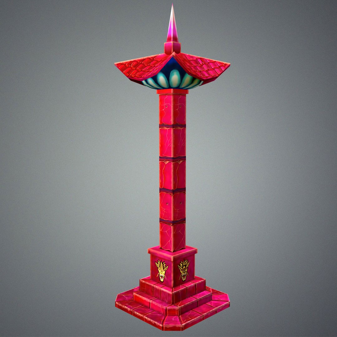 3d Model Stylize Pillar Red
