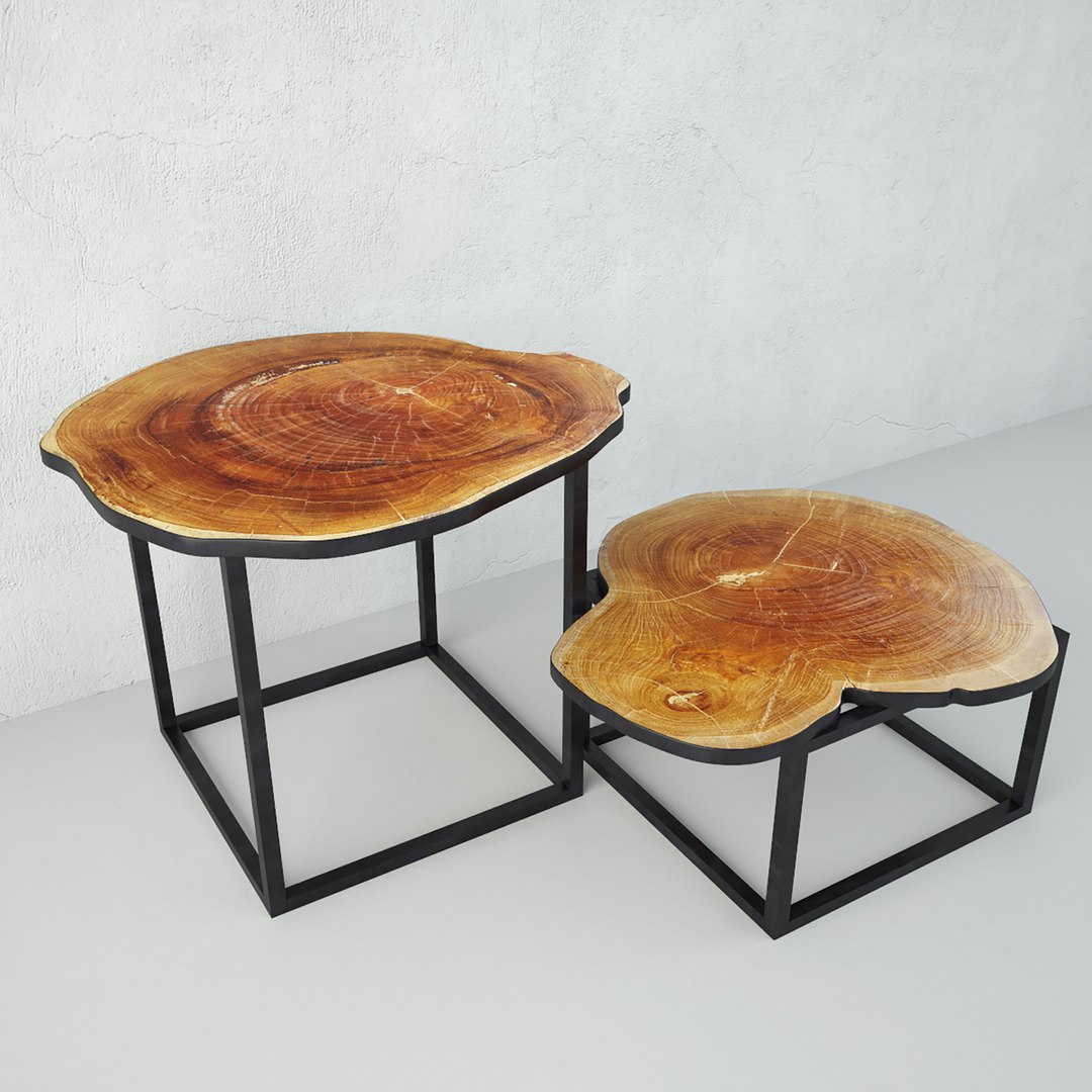 Teak Stump Side Tables 2 3D - TurboSquid 2120672