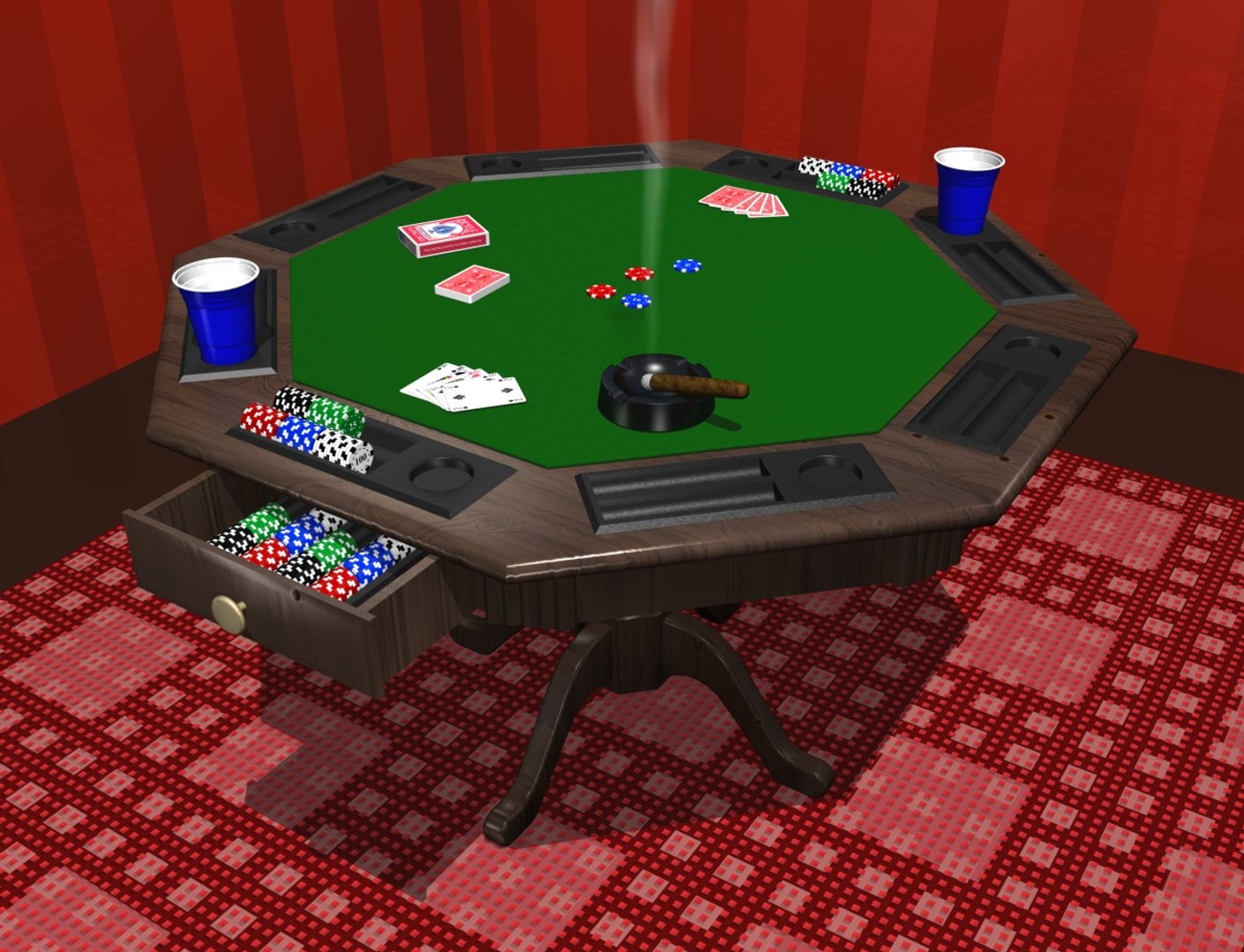 3d model card poker table