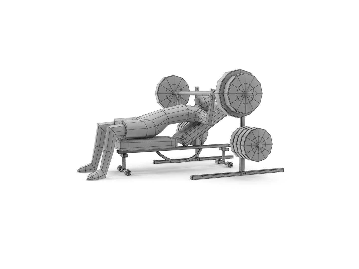 3D Model Man Weight Bench Press - TurboSquid 1588747