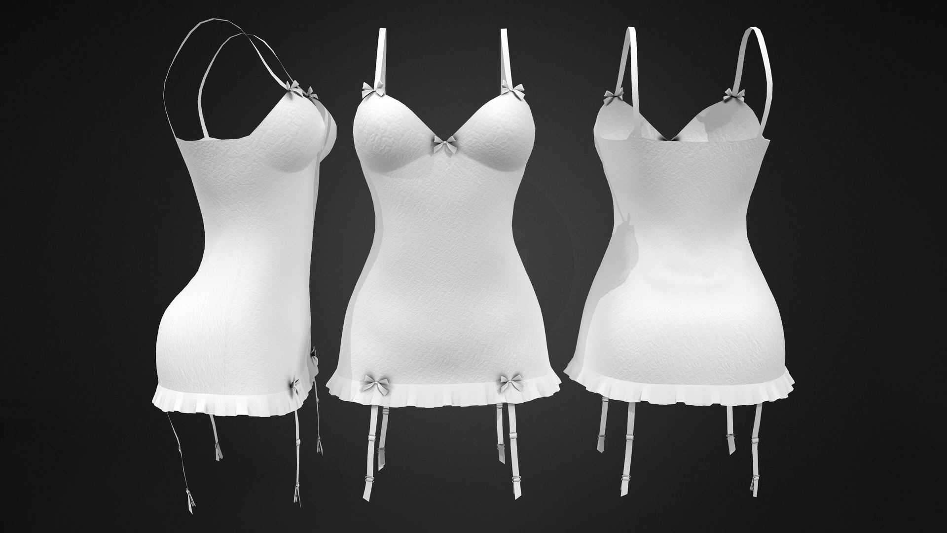 Cami Lingerie With Garters 3D Model - TurboSquid 1767955