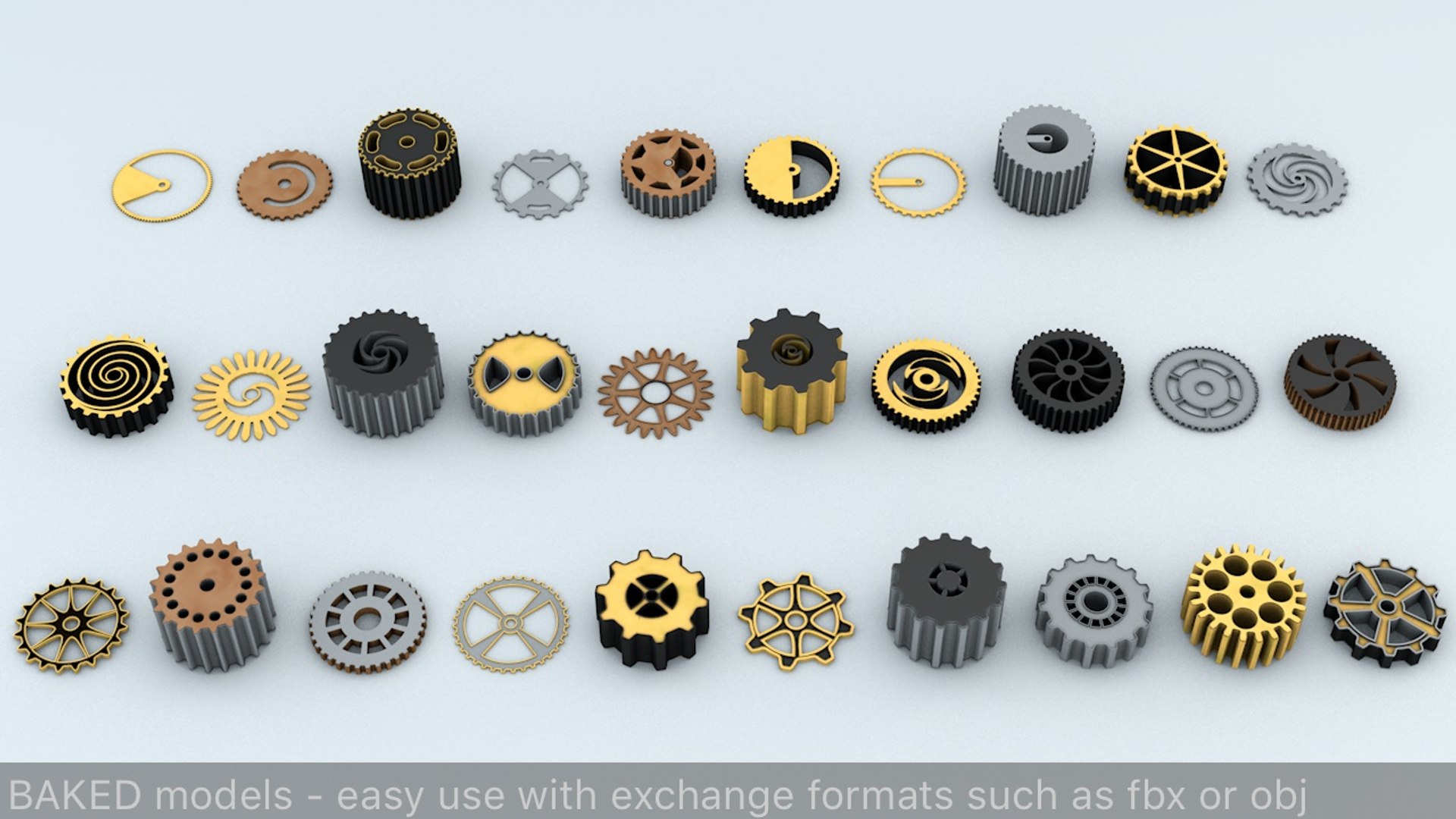 3D Design Steampunk Cogwheels Model - TurboSquid 1156845