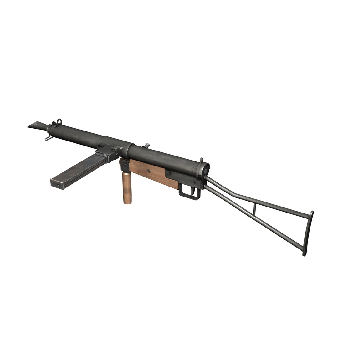 sten mk submachine gun 3d model