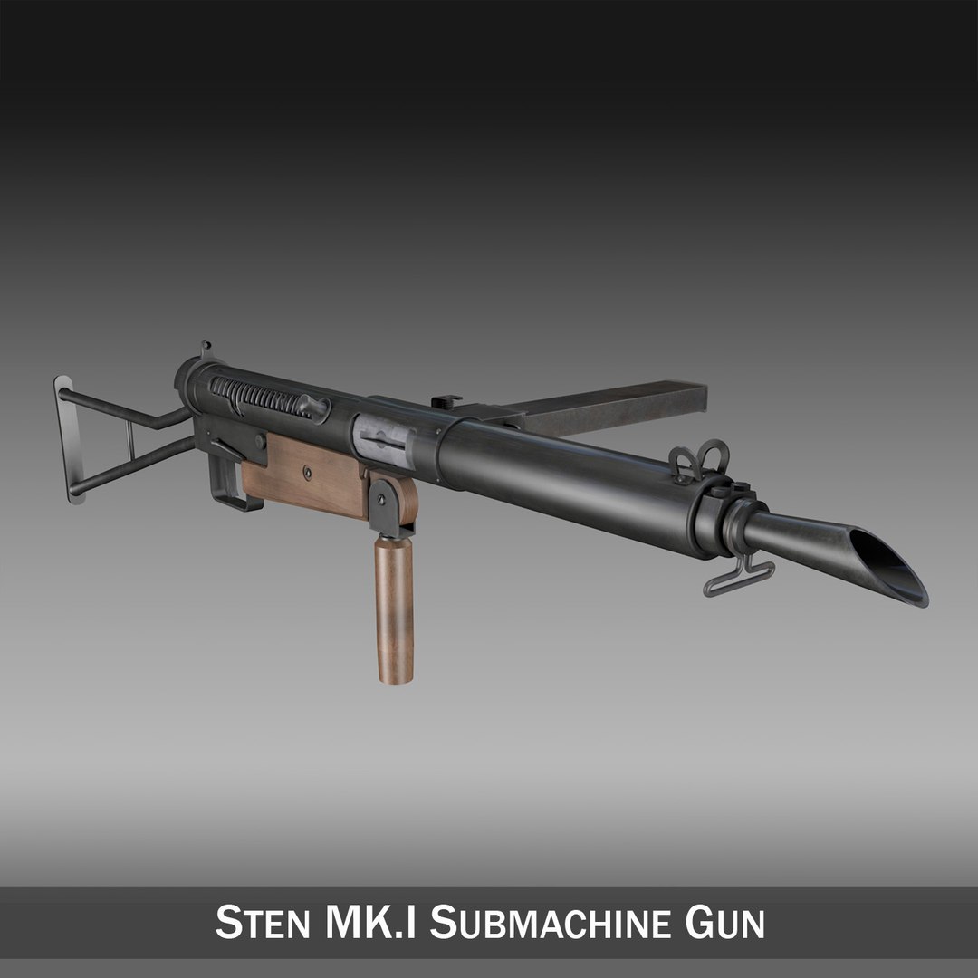 sten mk submachine gun 3d model