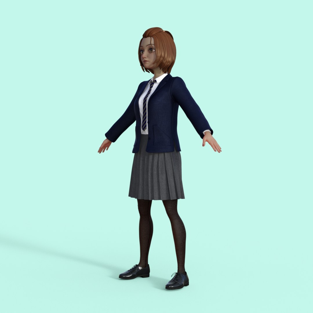 3D Model High School Student Girl - TurboSquid 2097799