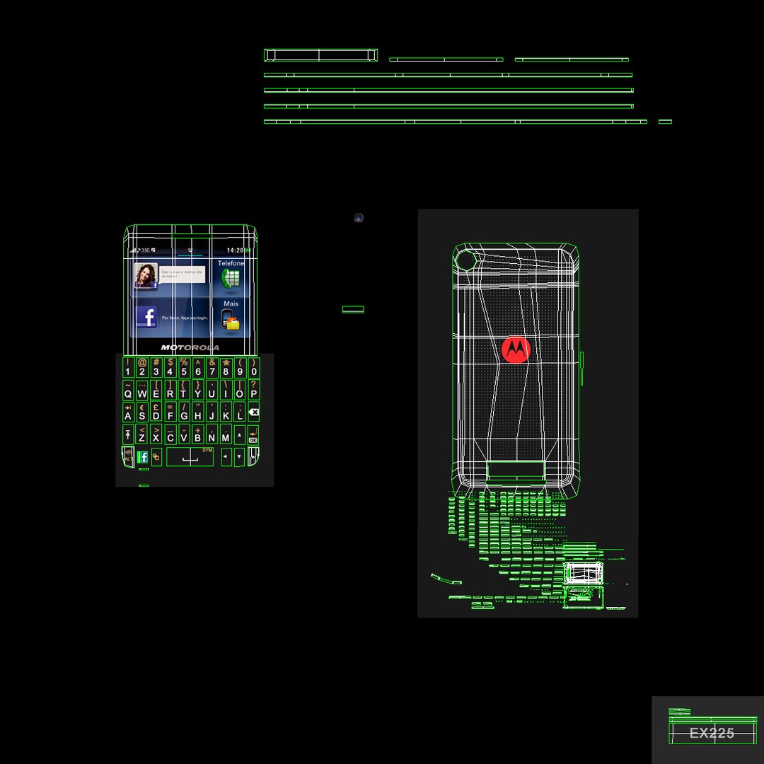 Motorola Motokey Social 3d Model