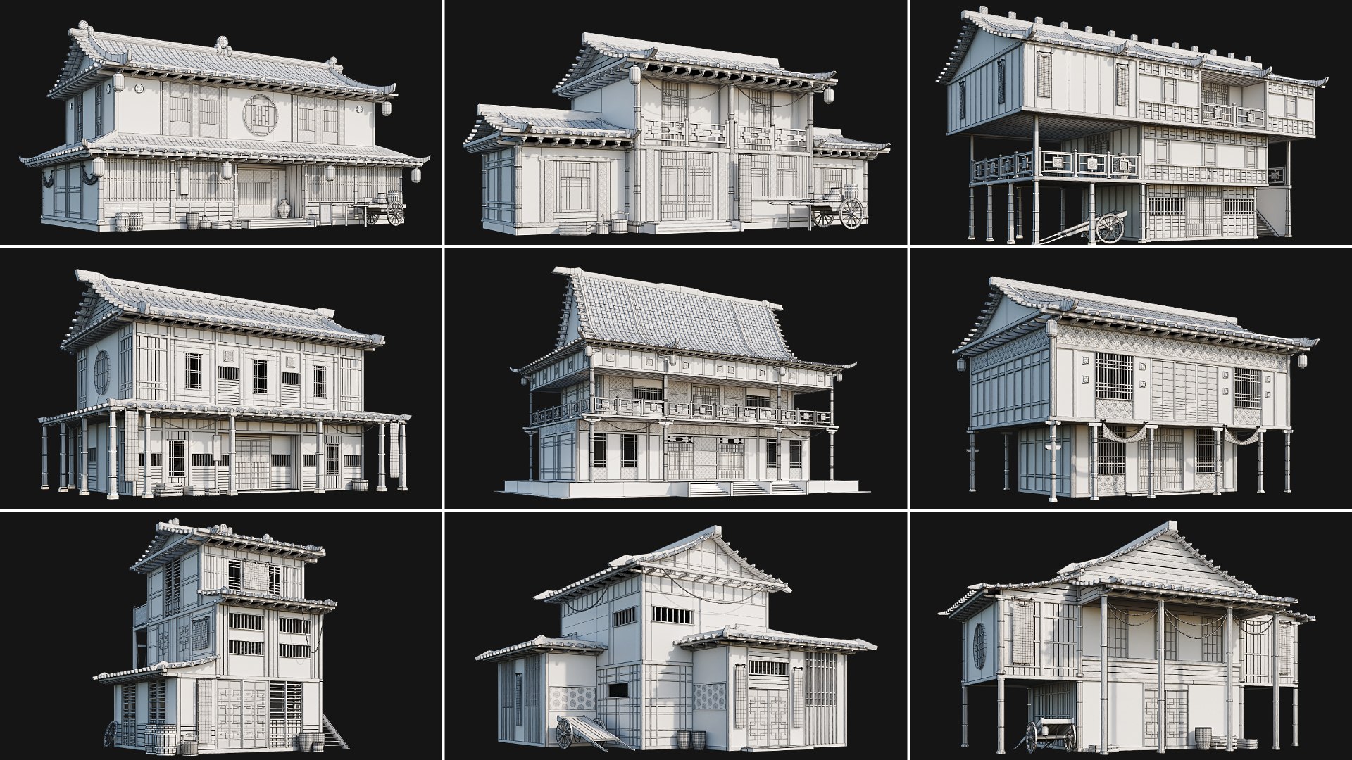 3D 50 JAPAN BUILDINGS - 4K PBR HIGH QUALITY - TurboSquid 2259577