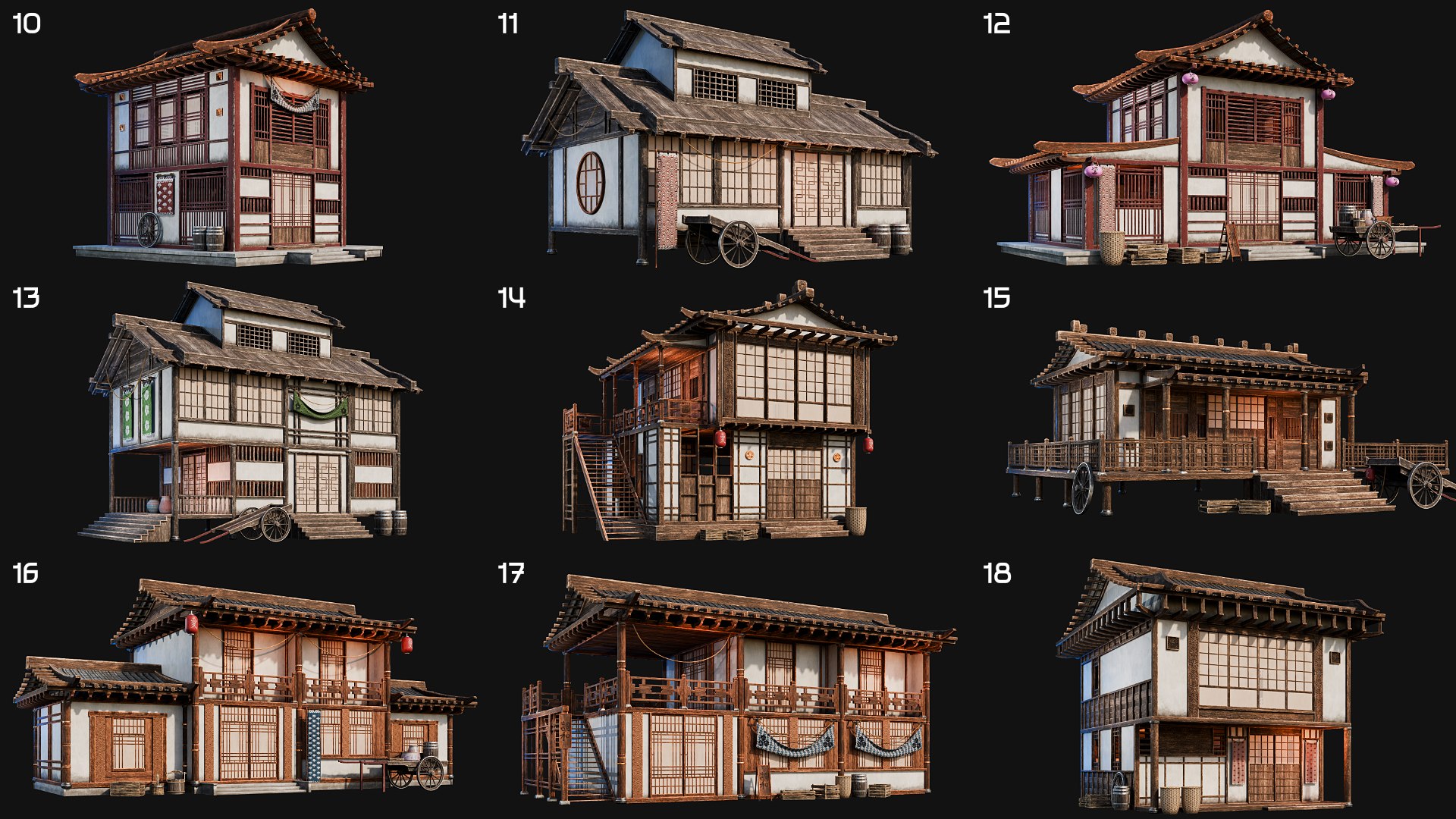 3D 50 JAPAN BUILDINGS - 4K PBR HIGH QUALITY - TurboSquid 2259577