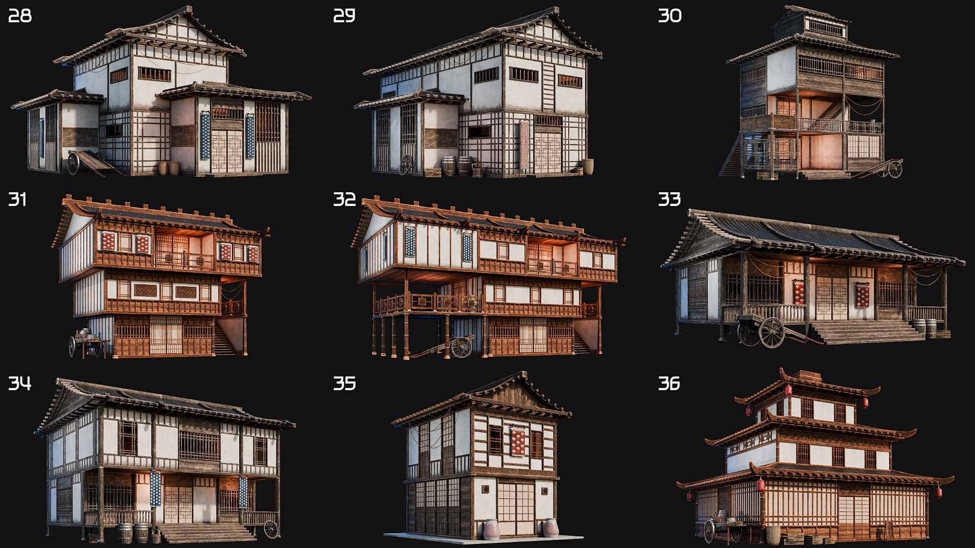 3D 50 JAPAN BUILDINGS - 4K PBR HIGH QUALITY - TurboSquid 2259577
