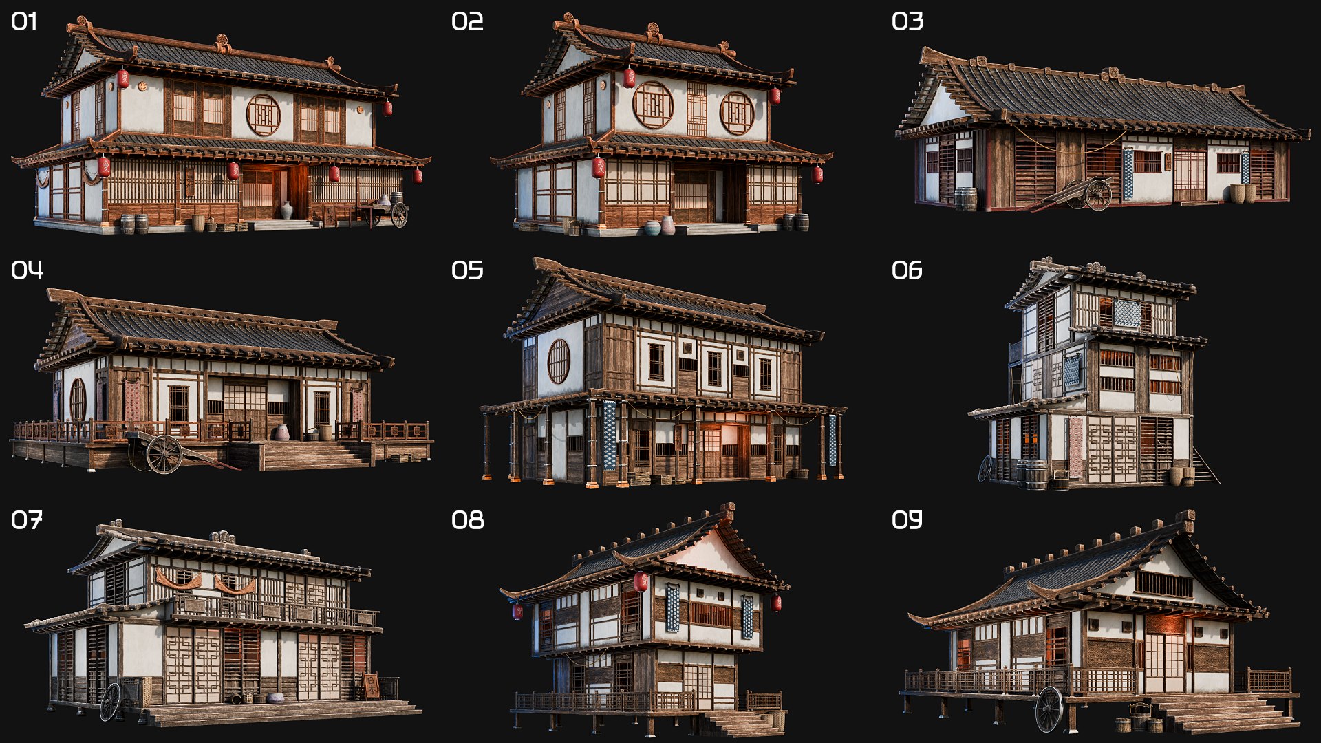 3D 50 JAPAN BUILDINGS - 4K PBR HIGH QUALITY - TurboSquid 2259577