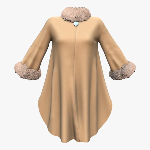 Fur Neck and Sleeves Coat 3D - TurboSquid 1928616
