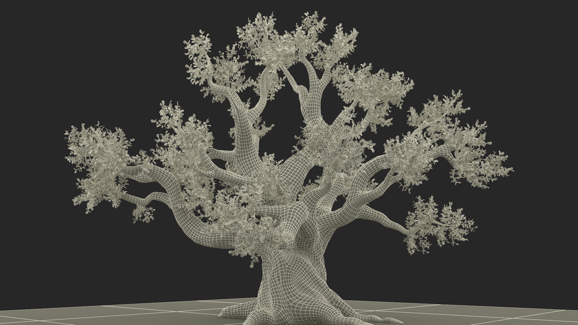 3D Model Ancient Twisted Oak Tree On Grass Fur - TurboSquid 2355294