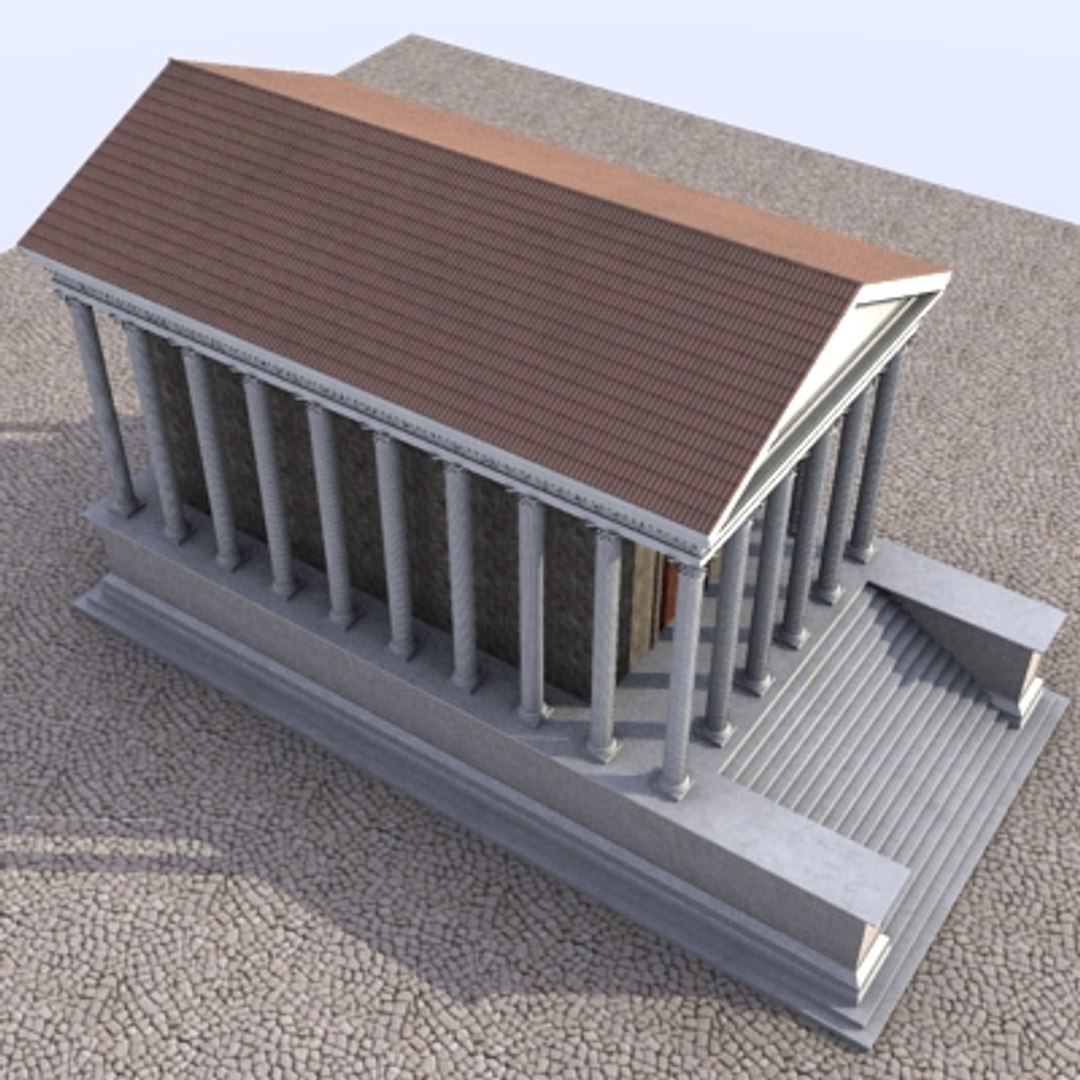 Ancient Roman Temple Obj