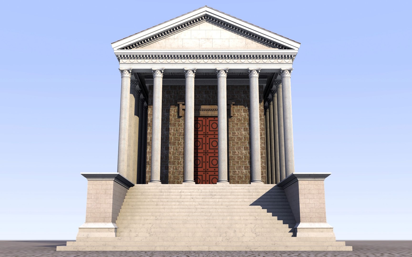 Ancient Roman Temple Obj