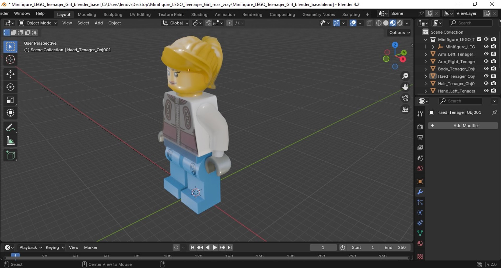 3D Minifigure LEGO Teenager Girl Model - TurboSquid 2274240